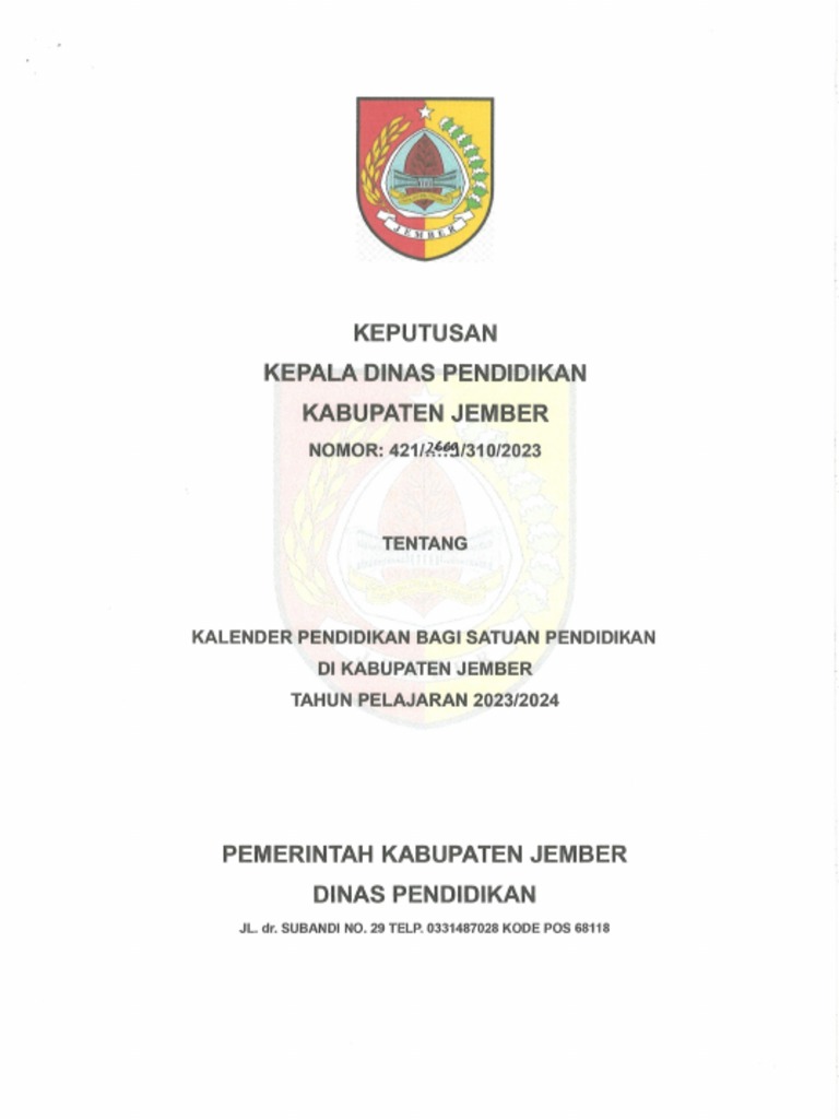 1.1 Kaldik Jember TP 2023-2024 Sudah TTD | PDF