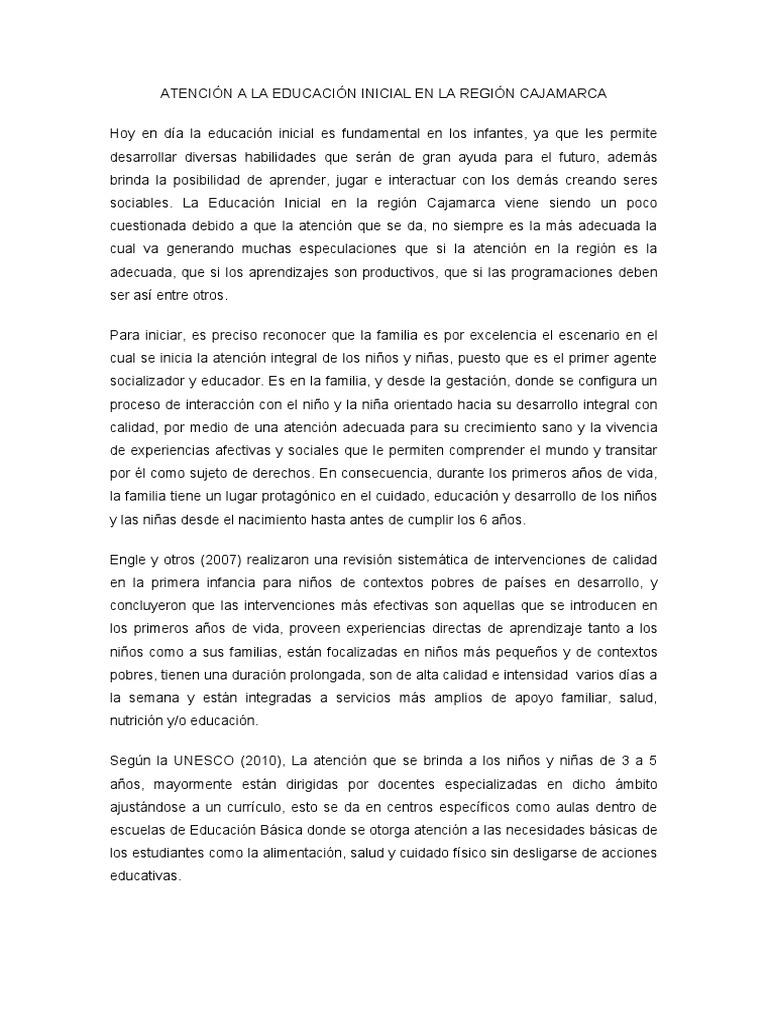 Ensayo-Atencion en La Educacion Inicial en Cajamarca | PDF Ensayo-Atencion en La Educacion Inicial en Cajamarca | PDF