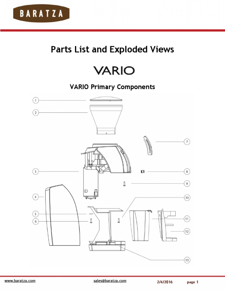 VARIO Parts List and Exploded View | PDF | Mechanical Engineering | Equipment