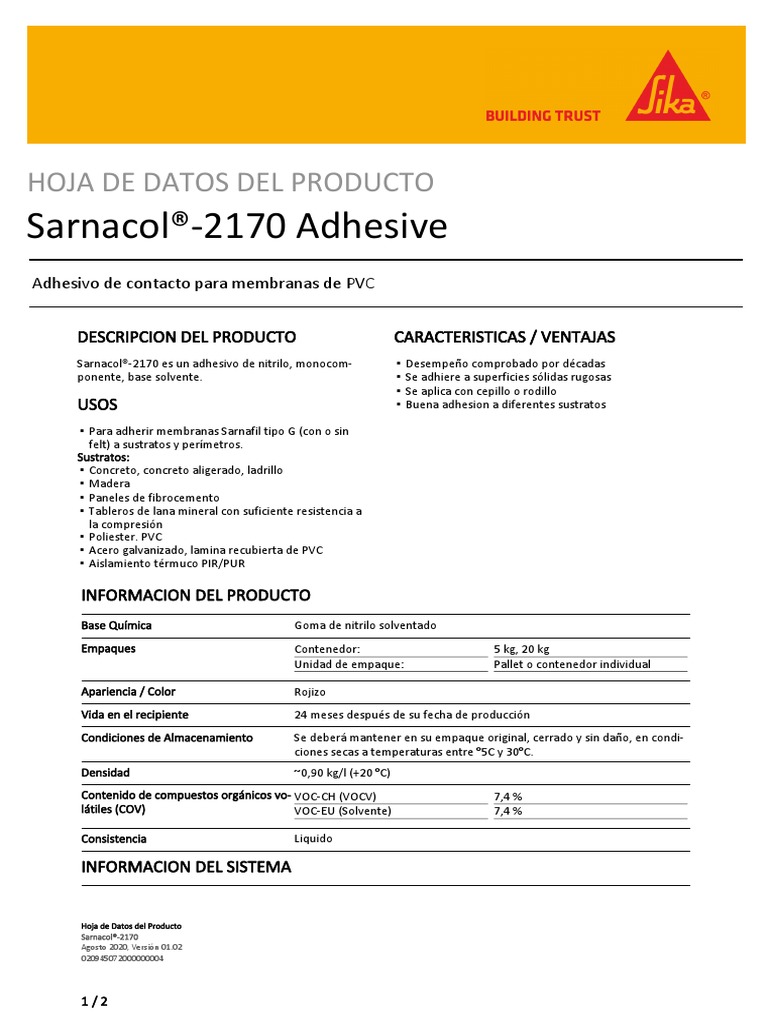 Sarnacol 2170 | PDF | Hormigón | Materiales