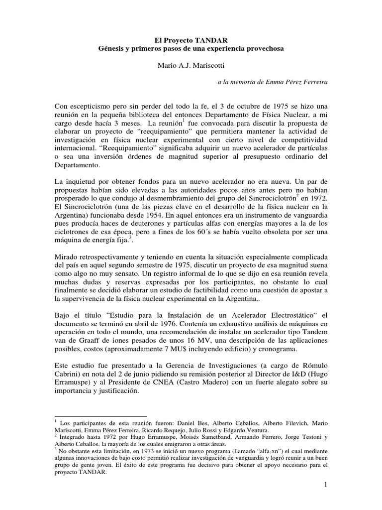 El Proyecto TANDAR | PDF | Ciencias fisicas