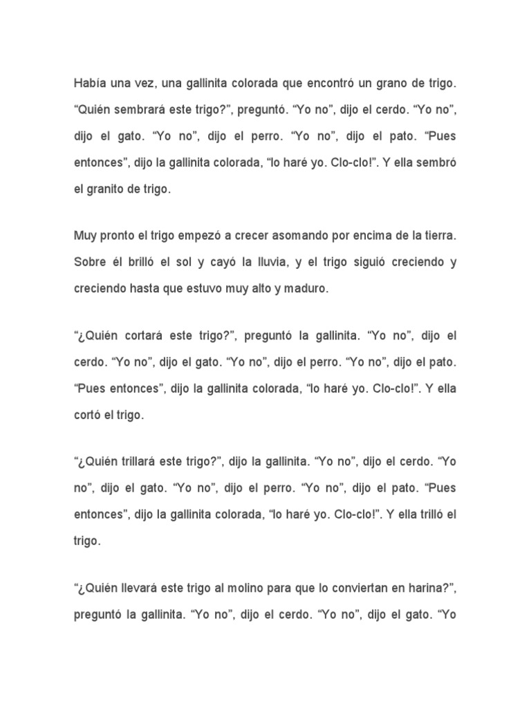 Cuento de La Gallina | PDF