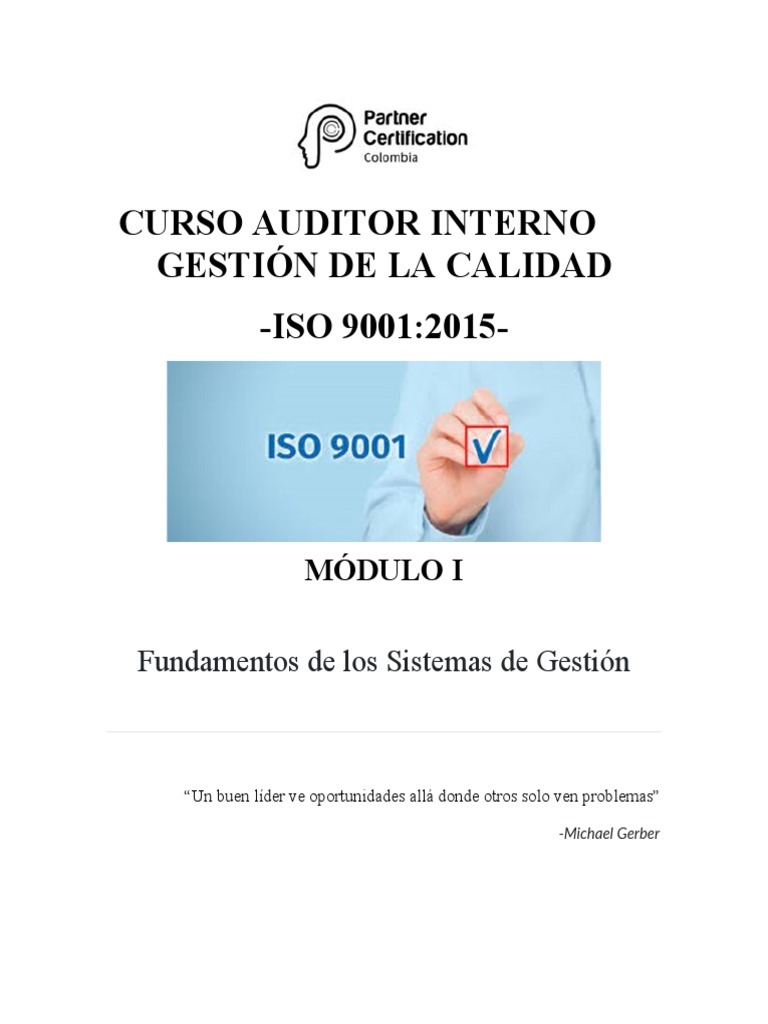 Curso Auditor Interno Modulo 1 | PDF | Calidad (comercial) | Gestión de la calidad