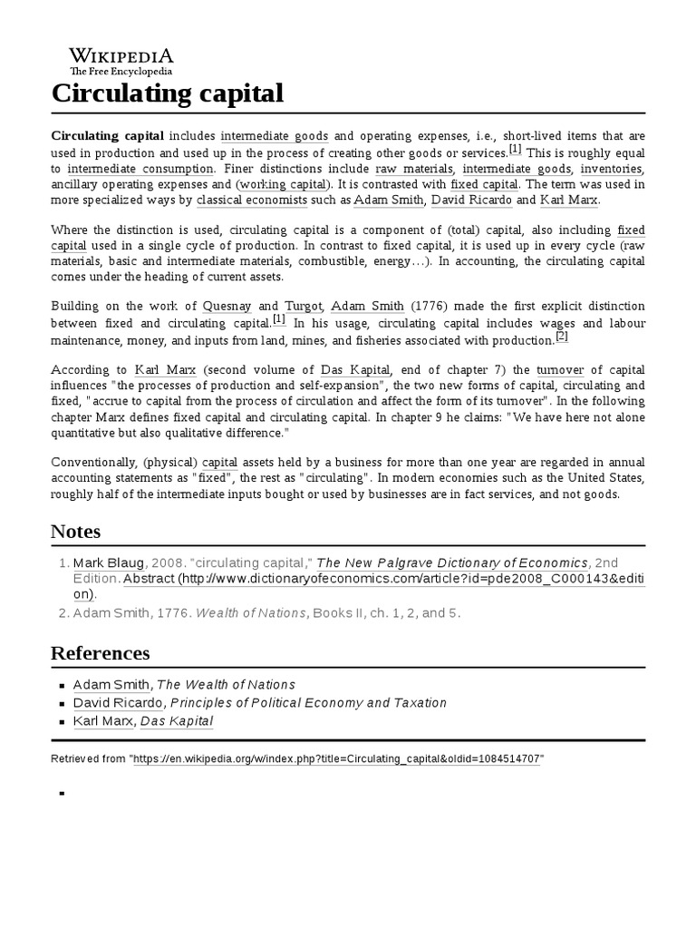 Circulating Capital | PDF | Capital (Economics) | Business Economics