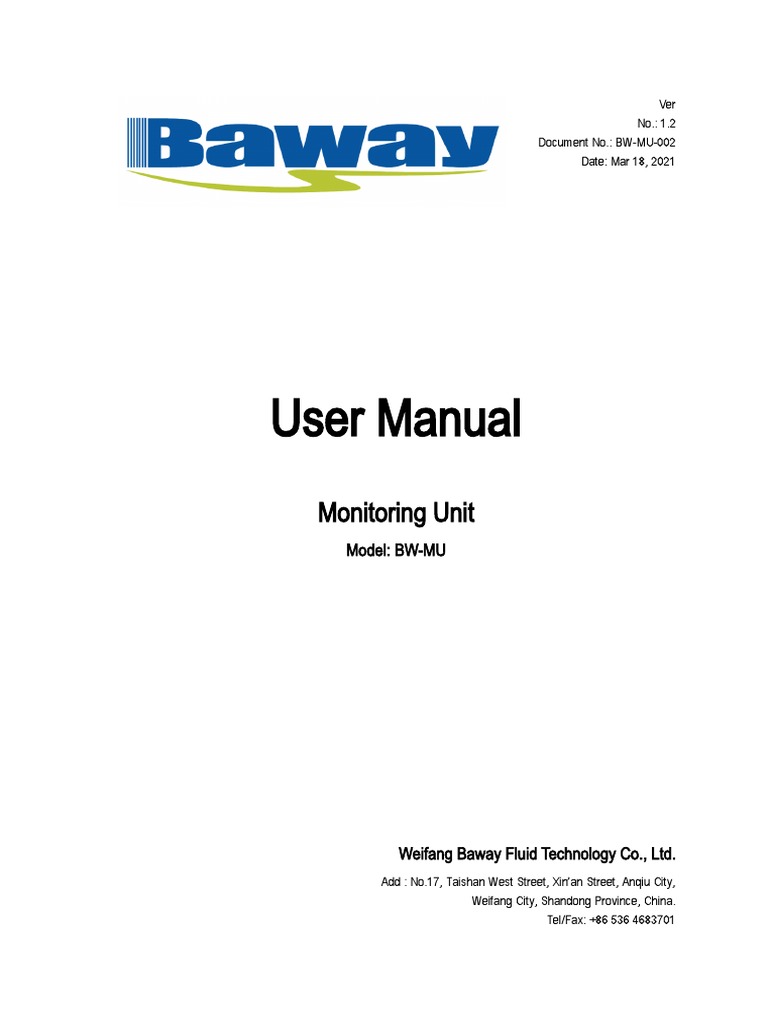 Baway BW-MU Monitoring Unit Manual | PDF | Calibration | Filtration