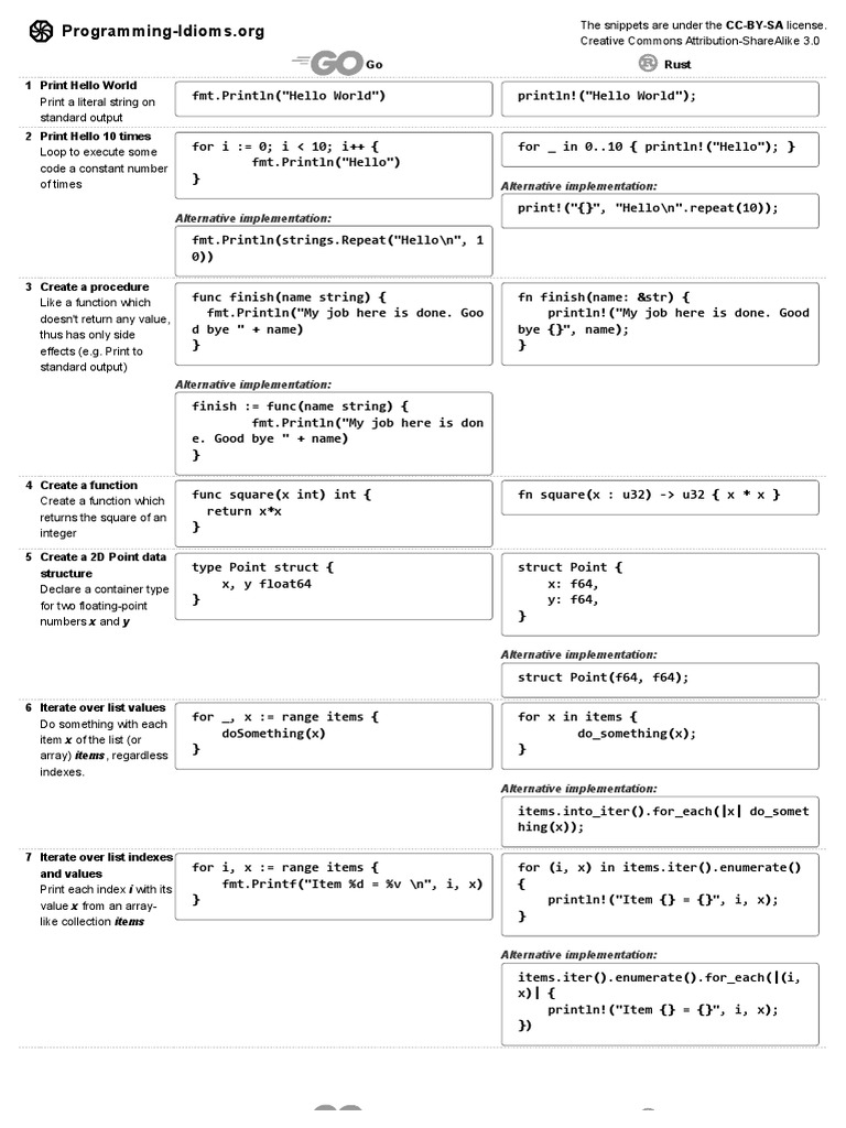 Go, Rust Cheat Sheet 1 | PDF | Computer Data | Information Technology Go, Rust Cheat Sheet 1 | PDF | Computer Data | Information Technology