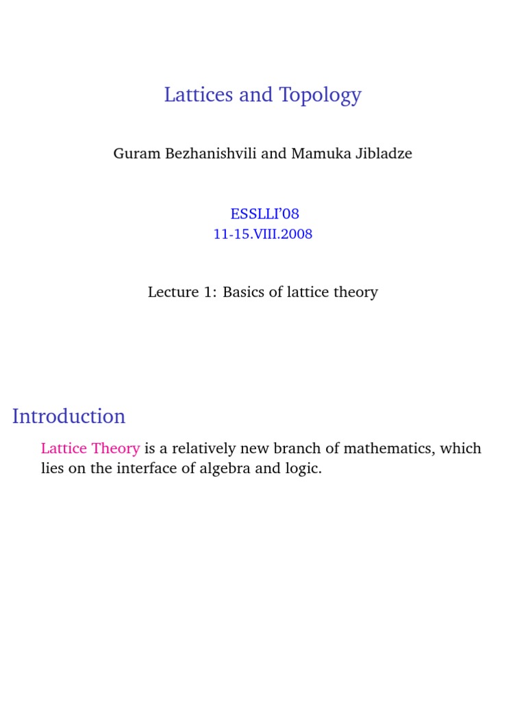 Lattices and Topology Lectura 1 | PDF | Mathematical Structures | Logic