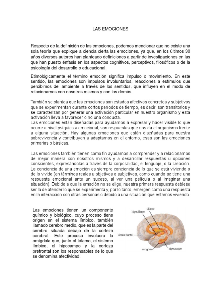 Teorías De Las Emociones Y Cognición Pdf Las Emociones Cerebro