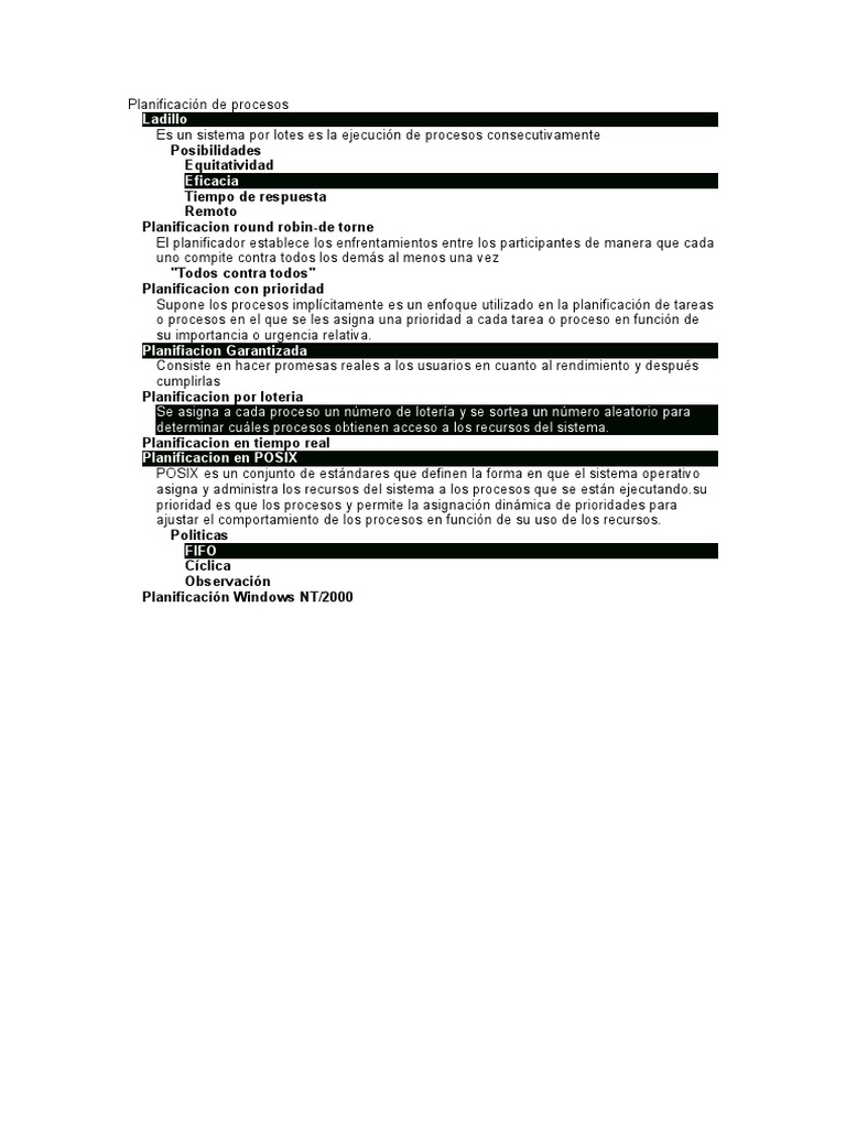 Planificación De Procesos Pdf