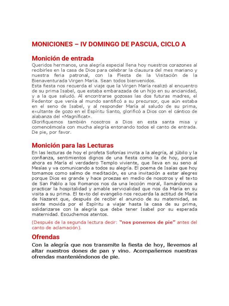 La visitación | PDF | María, madre de Jesús | Misa (liturgia)