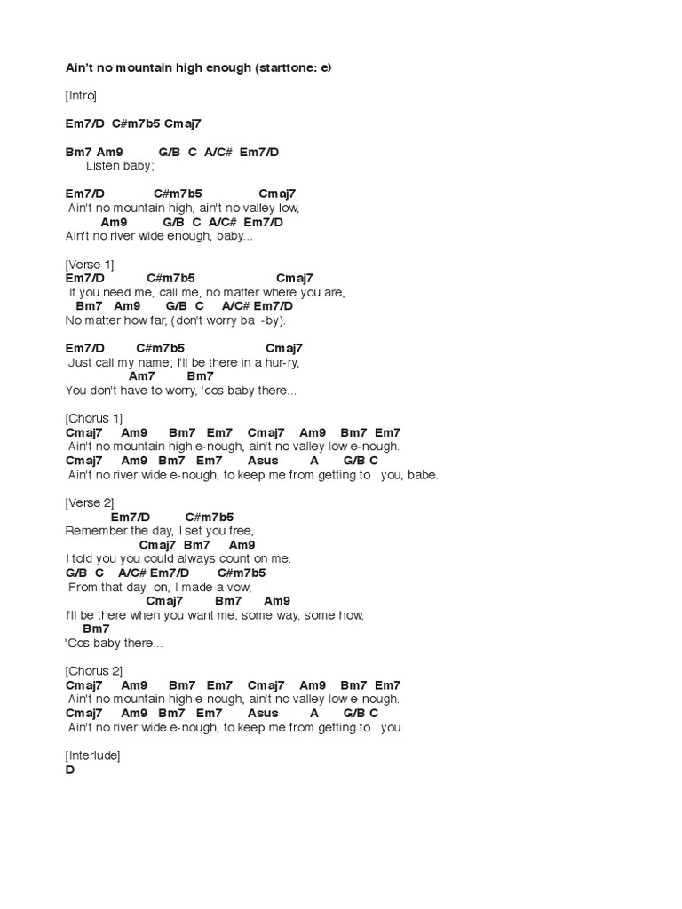 Ain't No Mountain High Enough Lyrics | PDF | Songs | Song Forms