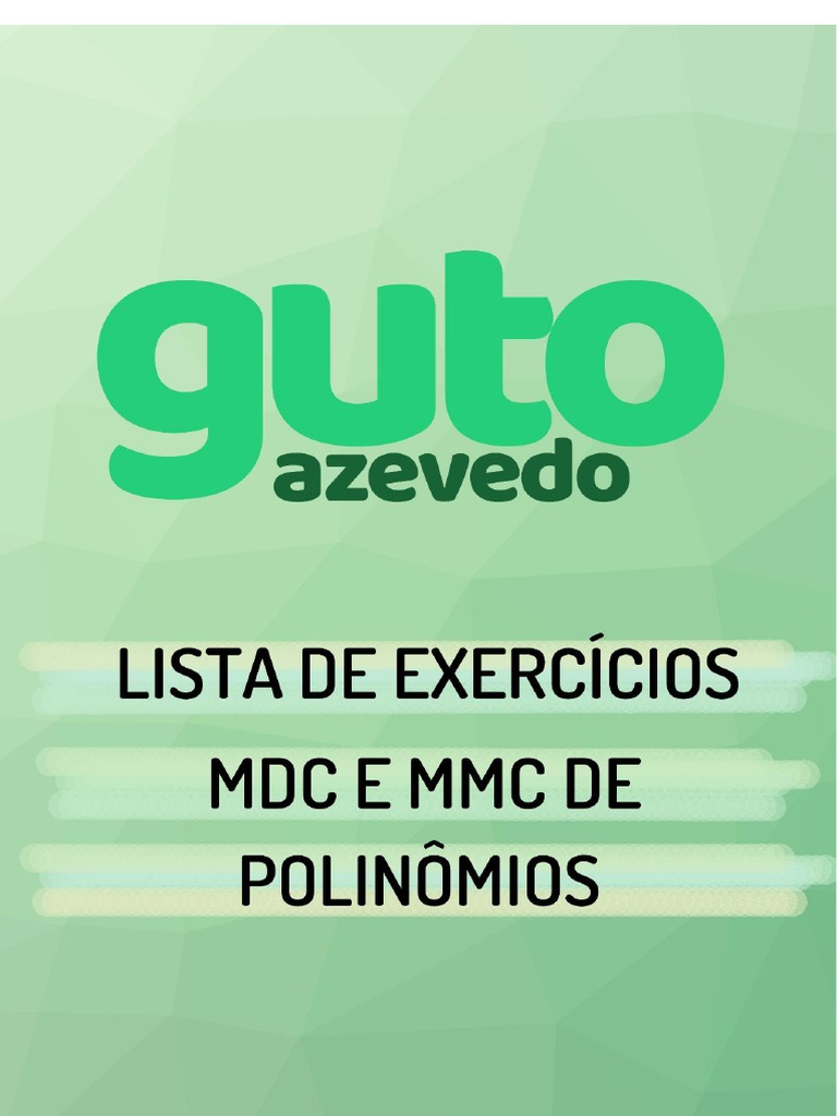 MDC e MMC de Polinomios - Curso | PDF