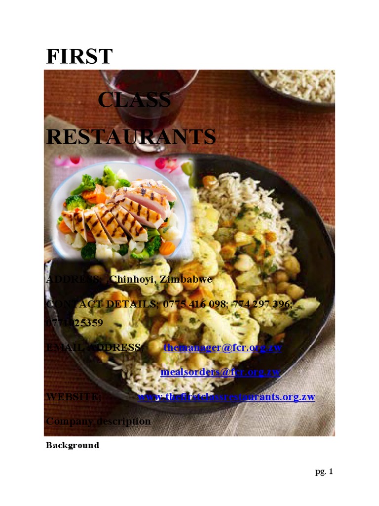 First Class Restaurant Menu & Prices | PDF | Restaurants | Menu