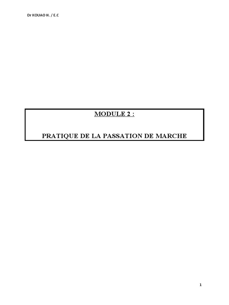 Module 2_passation de Marches_imol2 | PDF