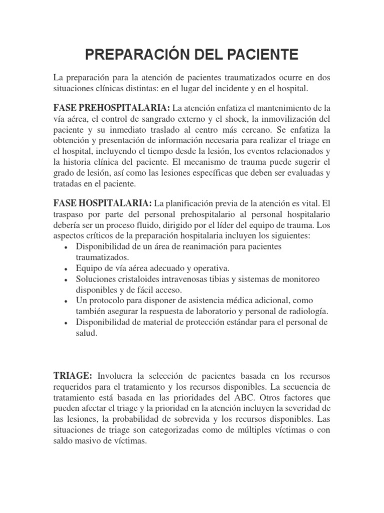 Preparación y Triage en Trauma ABCDE | PDF | Lesión | Hospital