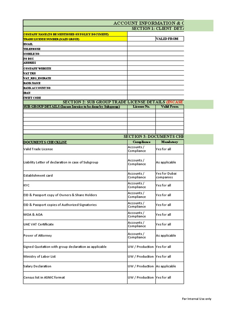 Account Info and Checklist - New Edition - 2023 | PDF | Insurance ...