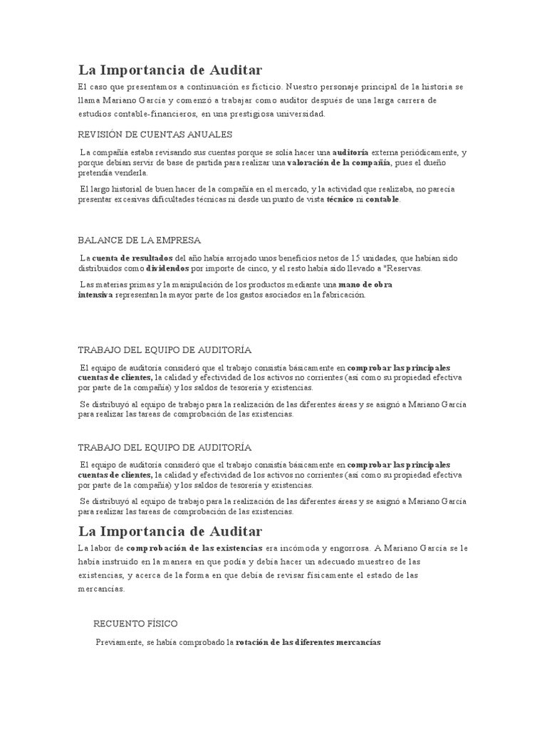 La Importancia de Auditar | PDF | Costo | Salario La Importancia de Auditar | PDF | Costo | Salario