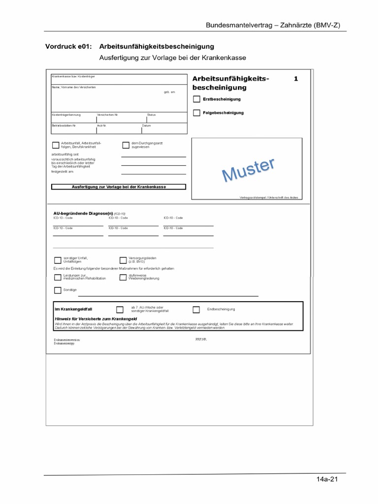 Vordruck E01 Anlage 14a BMV-Z Stand 2021-07-01 | PDF