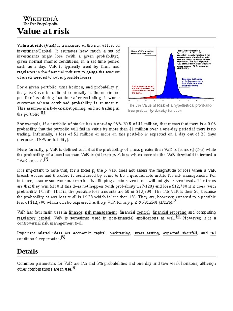 Value at Risk | Download Free PDF | Value At Risk | Financial Economics