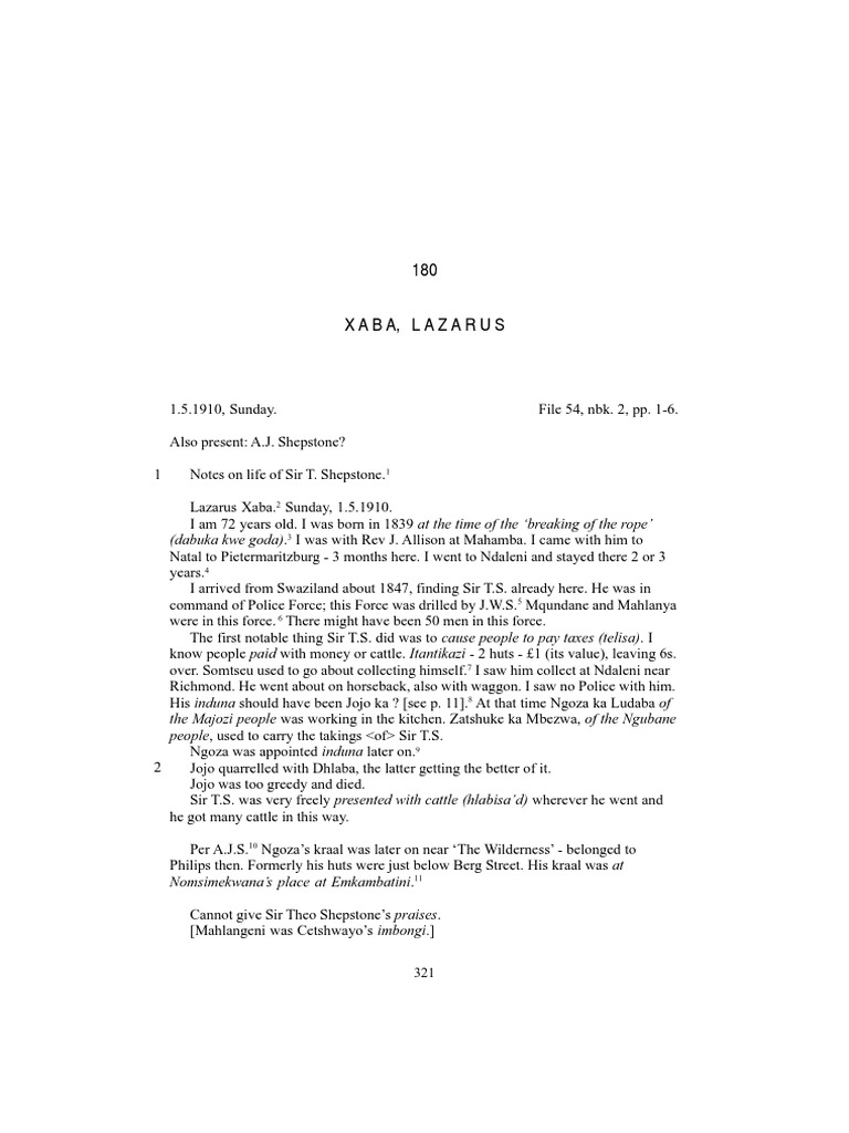 Historical Insights from Lazarus Xaba | PDF | Zulu Kingdom | Colony Of ...