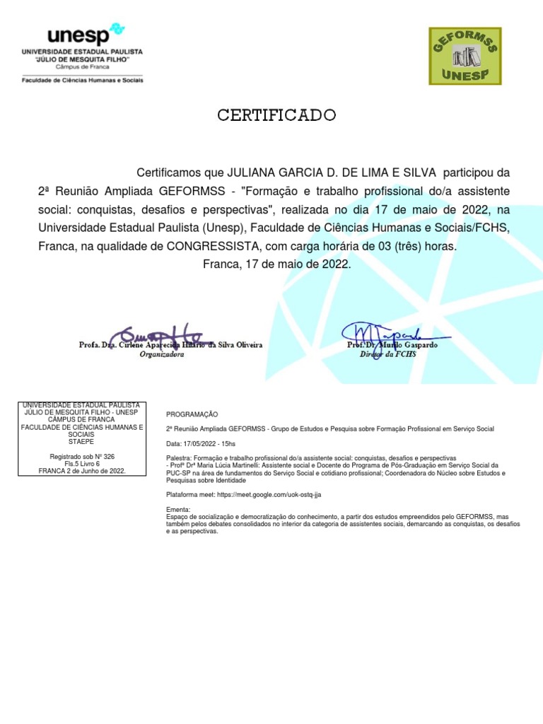 Certificado Unesp | PDF