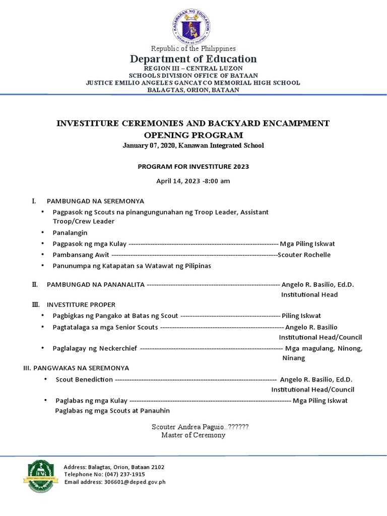 Investiture Program | PDF
