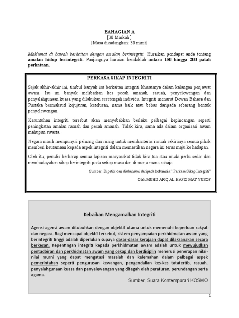 Karangan A Set 1 - ARAS RENDAH | PDF