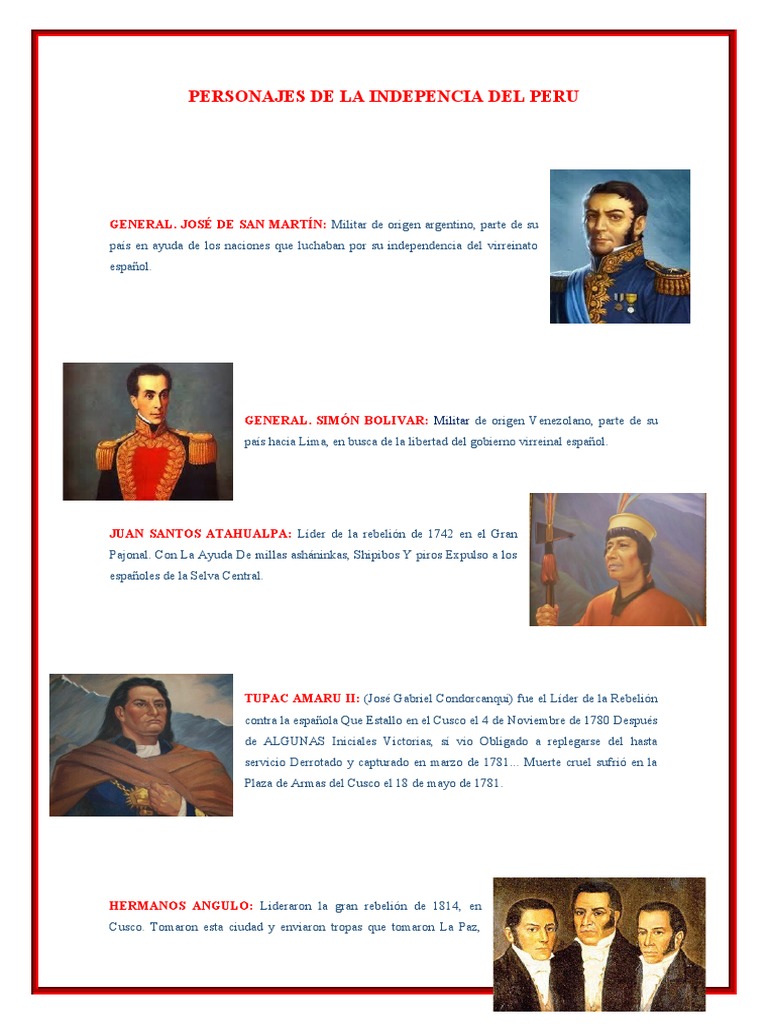 Personajes de La Indepencia Del Peru | PDF | América del Sur | Perú