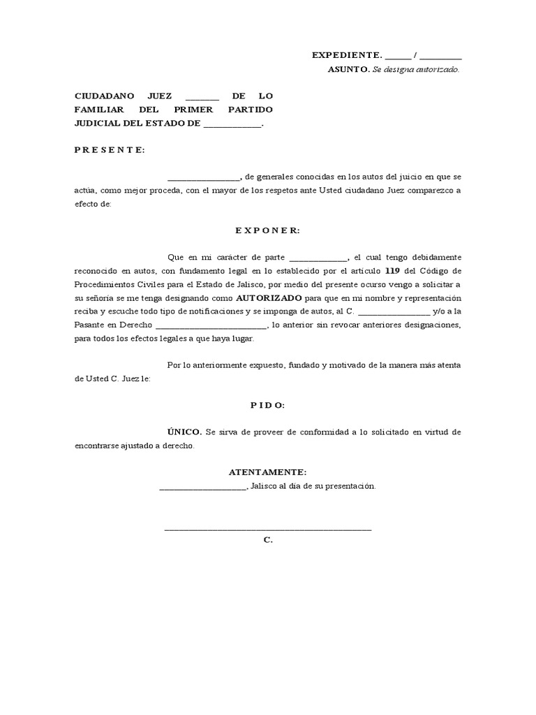 Escrito Designar Autorizado | PDF | Ciencias sociales