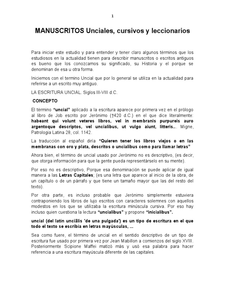 Manuscritos Unciales y su Significado | PDF | Biblia | Paleografía