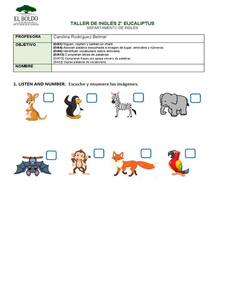 Actividades de animales en inglés | PDF