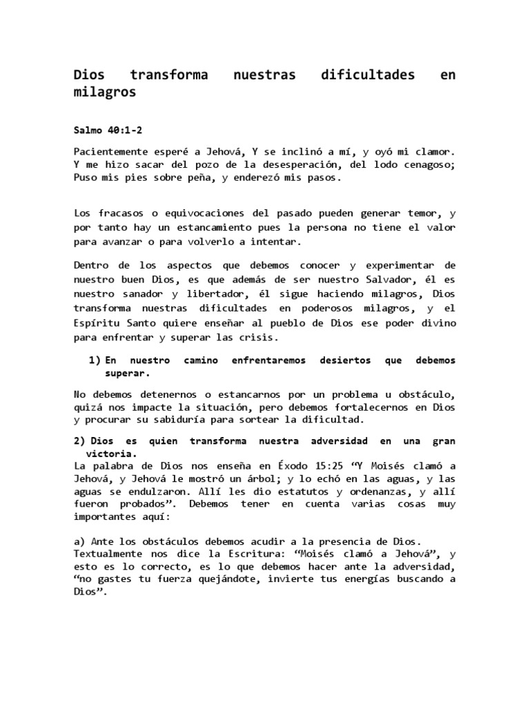 Dios Transforma Adversidad en Milagros | PDF | Religión y espiritualidad