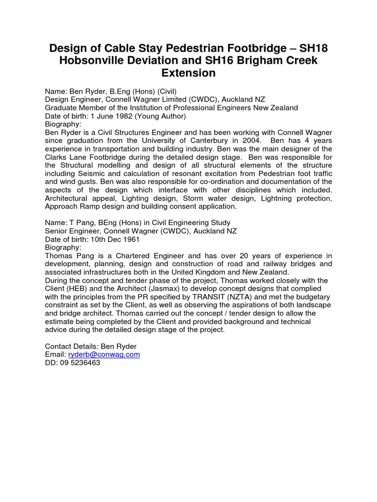 ConWag - Design of Cable Stay Pedestrian Footbridge - modelling with ...