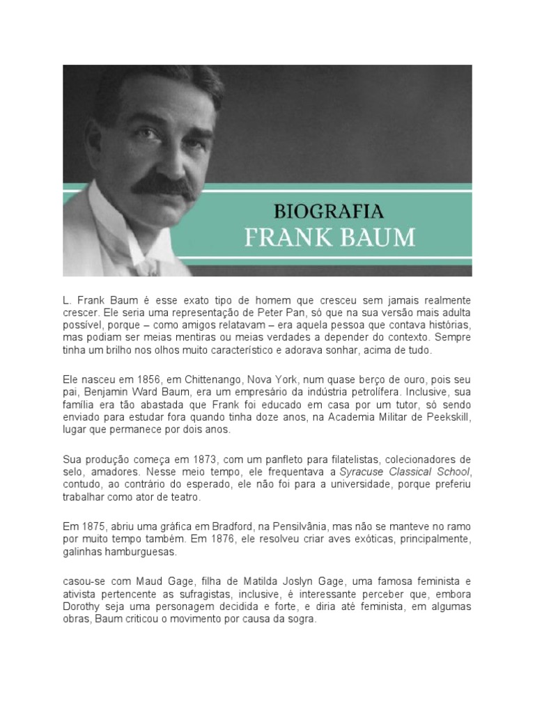 Biografia Magico de Oz | PDF | L. Frank Baum