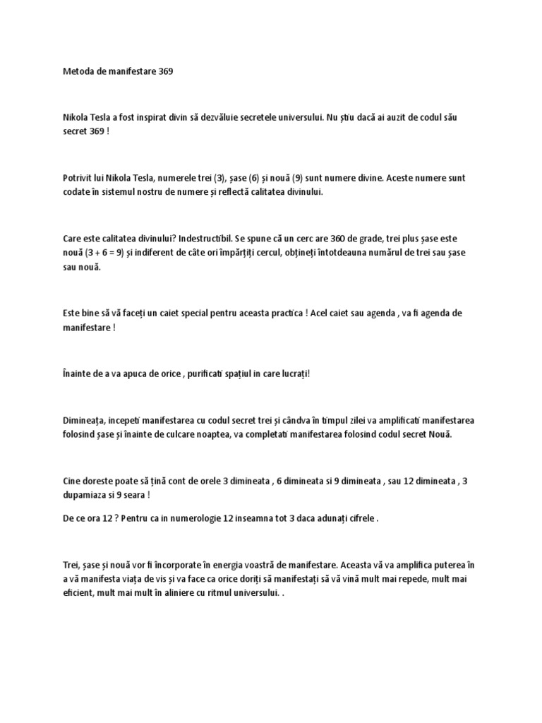 Metoda de Manifestare 369 | PDF
