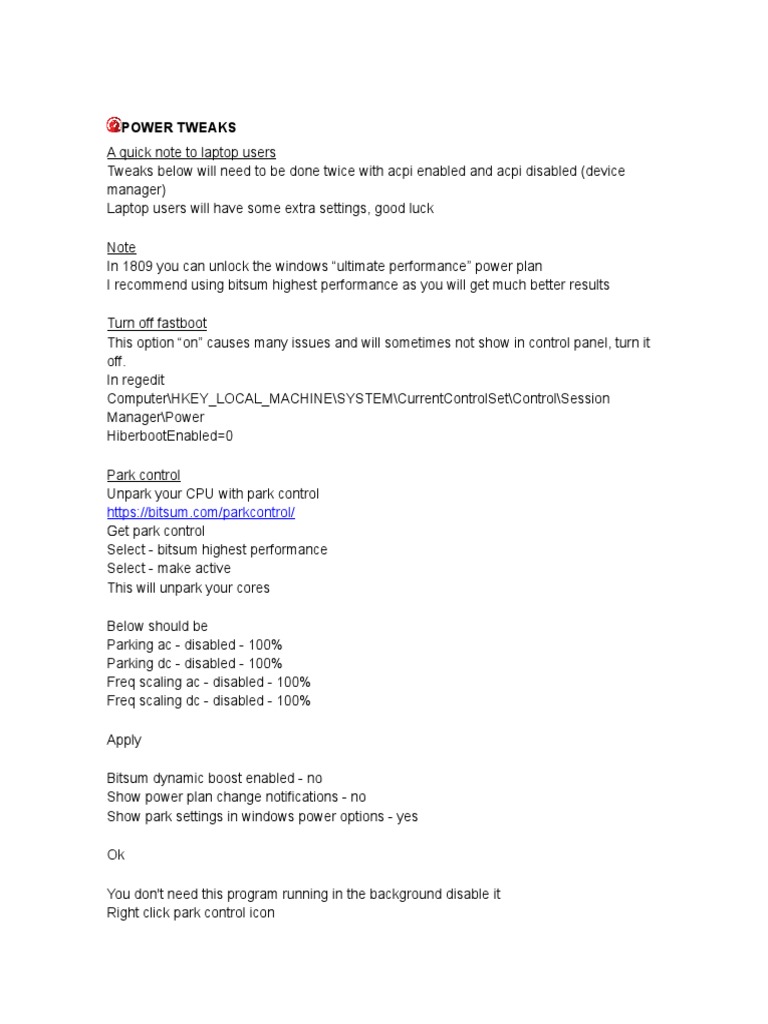 5 - Power Tweaks | PDF | Computing Platforms | Computer Architecture