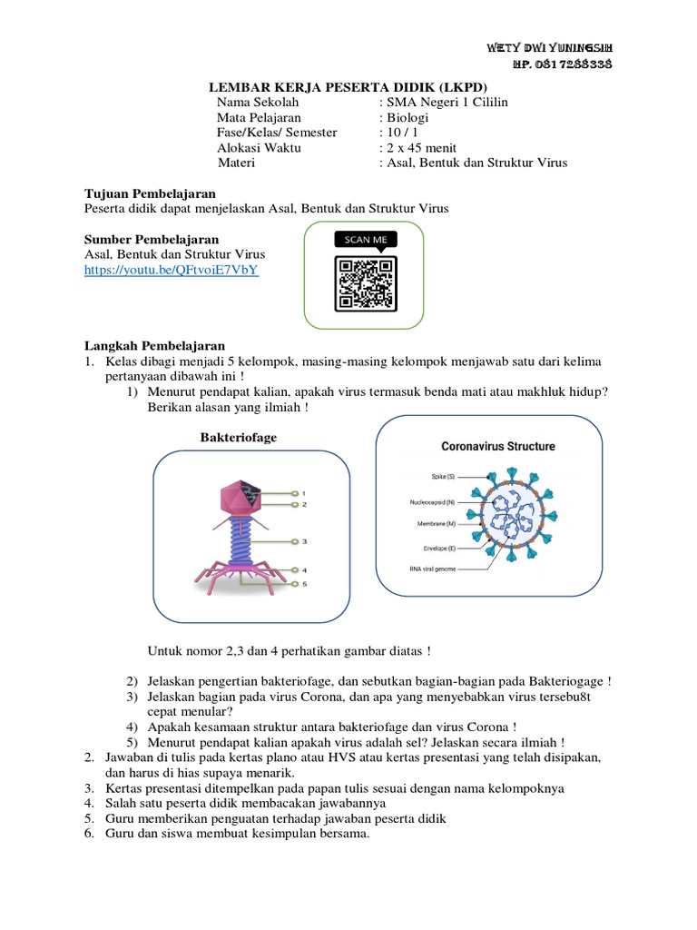 LKPD Bentuk Dan Struktur Virus | PDF | Sains & Matematika