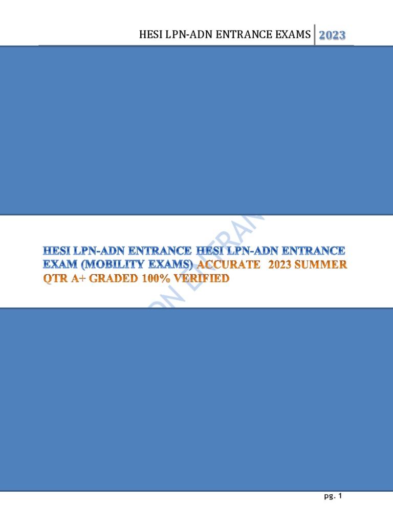 HESI_LPN_ADN_ENTRANCE_EXAM__MOBILITY_EXAMS__A__GRADED_100__VERIFIED.pdf-1-33 | PDF | Myocardial ...