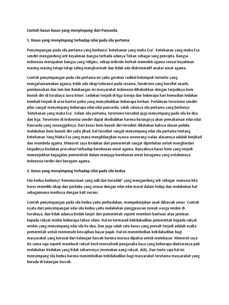 Kasus Yang Menyimpang Dari Nilai - Nilai Pancasila - Hengky A Samar (3 ...