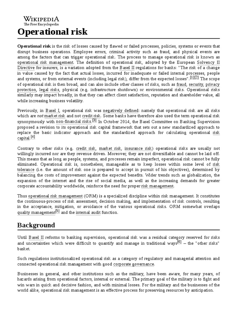 Operational Risk | PDF | Operational Risk | Safety