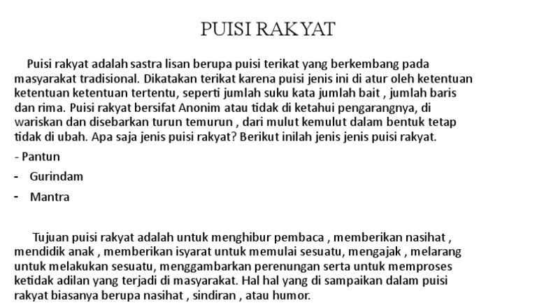 Puisi Rakyat | PDF
