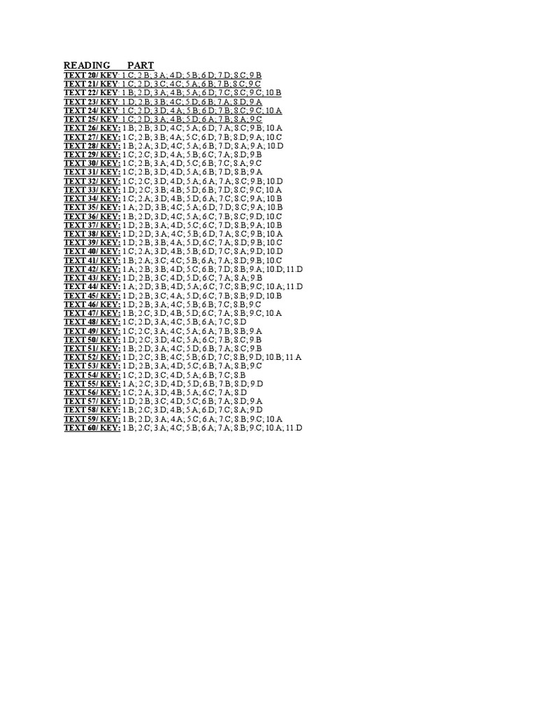 Reading Exercises Day 5 KEY | PDF