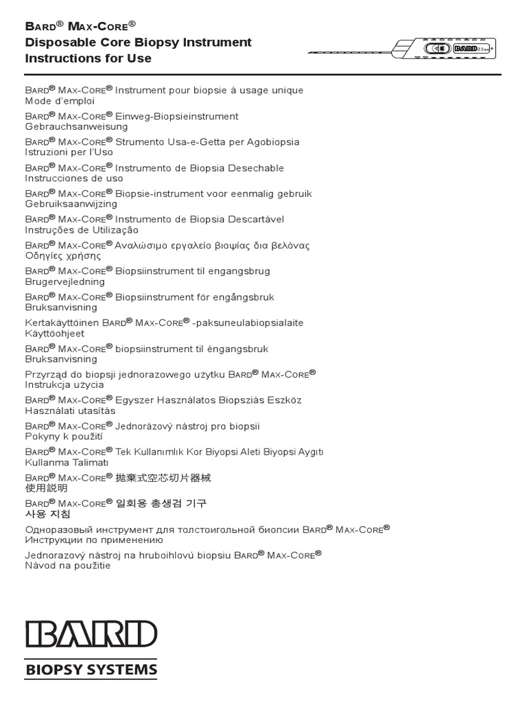 Max-Core - Disposable - Core - Biopsy - Instrument IFU | PDF ...
