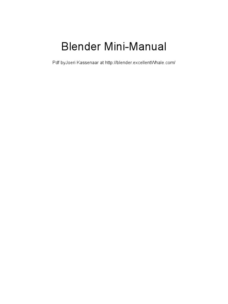 Blender Mini-Manual Version 1.5 | PDF | Blender (Software) | 3 D ...