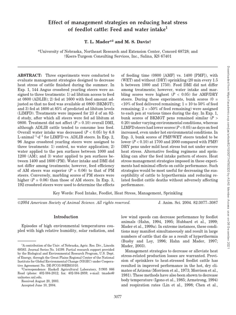 Effect Of Management Strategies On Reducing Heat Stress Of Feedlot