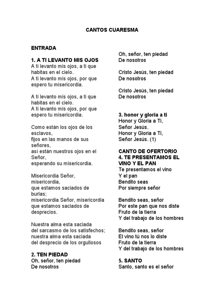Cantos Cuaresma | PDF | Cristo (título) | eucaristía