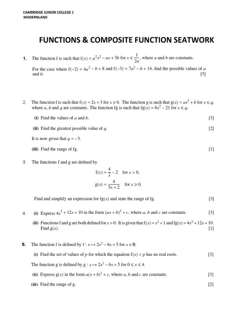 Functions And Composite Function Pdf Mathematics Mathematical Objects