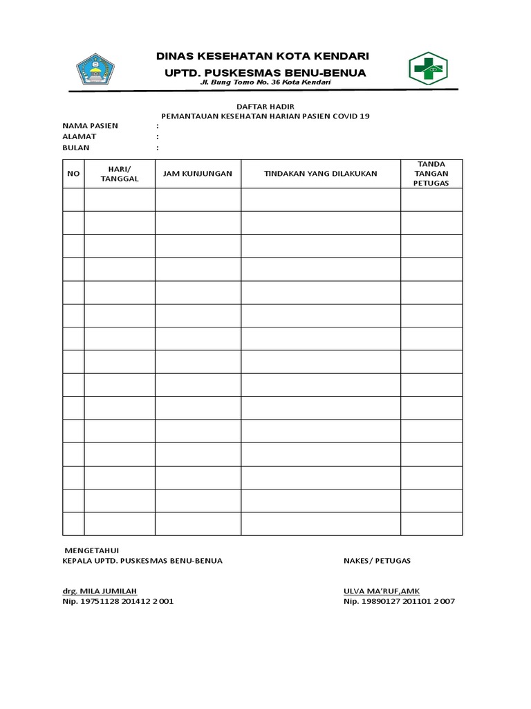 ABSEN Dan LEMBAR KONTROL PASIEN | PDF