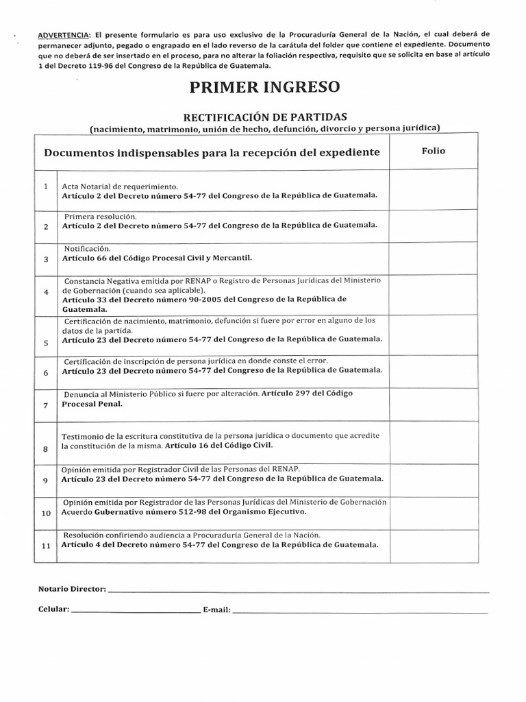 Formulario Rectificación de Partida PGN | PDF