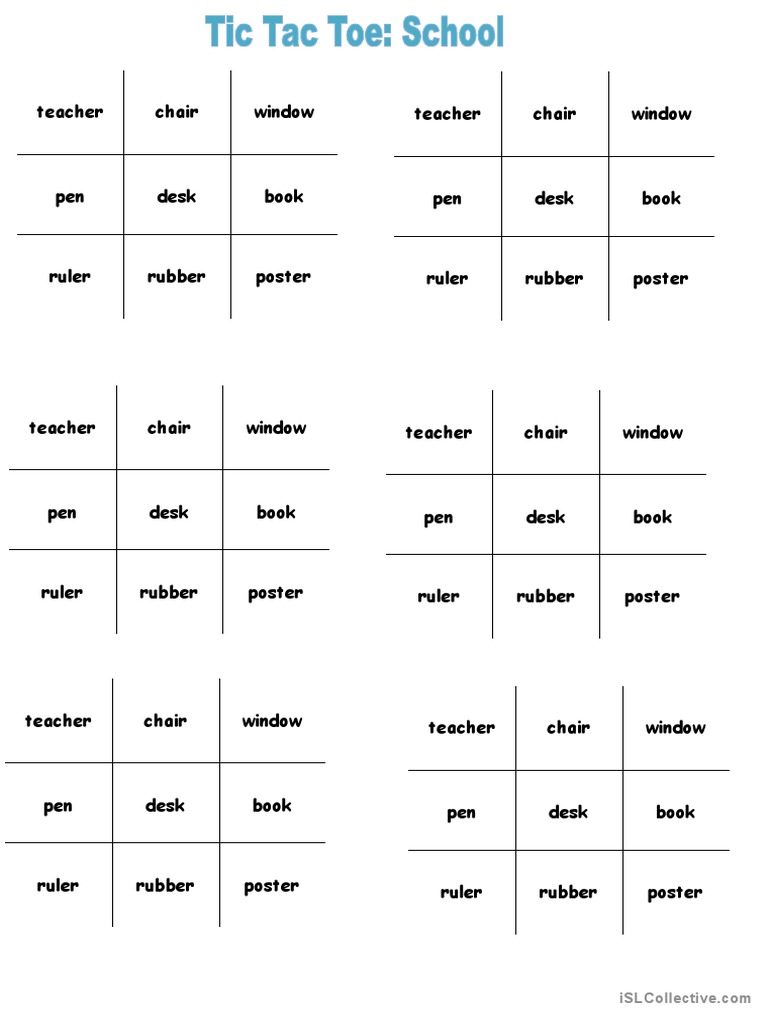 Tic Tac Toe - School. 3 Versions - Levels. | PDF